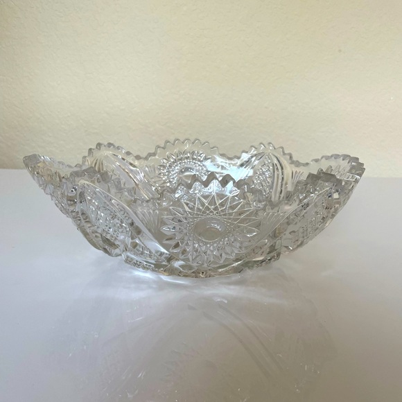 Dining | Vintage Oval Brilliant Cut Clear Bowl W Sawtooth Edge | Poshmark